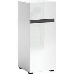 Welltime Stauraumschrank &raquo;MISTER, Bad-Schrank, Breite 34 cm, 1 T&uuml;r, 1 Schublade, 2 F&auml;cher&laquo; Hochglanz lackiert, Soft-Close Funktion, Made in Italy wei&szlig;