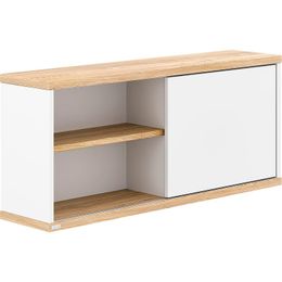 Paidi Wandregal &raquo;YOLANDA in Wei&szlig; mit Eiche-Dekor, 3 F&auml;cher und Schiebet&uuml;r&laquo; 86 cm Breite, H&auml;ngeregal, 20 Kg Tragkraft, Wandboard wei&szlig; B/H/T: 86,4cm x 