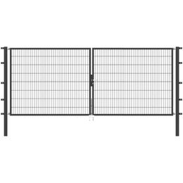 Alberts Zaundoppelt&uuml;r &raquo;Flexo&laquo; 400 cm Breite, in versch. H&ouml;hen grau Stahl B/H: 400cm x 160cm