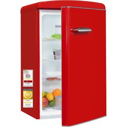 Exquisit K&uuml;hlschrank &raquo;RKS120-V-H-160C rot&laquo; 89,5 cm hoch 54,5 cm breit LED-Beleuchtung, verstellbare Glasb&ouml;den, Retro-Design rot &Uuml;bersichtliche 