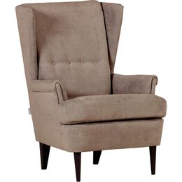 GUTMANN FACTORY Ohrensessel &raquo;Versailles&laquo; Gestell antikfarben oder eiche natur braun Microfaser Polyester, Beine antikfarben, B/H/T: 72cm x 104cm x 85cm