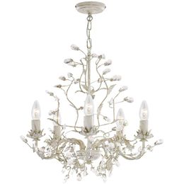 Searchlight Kronleuchter &raquo;H&auml;ngeleuchte Almandite, 5-flammig&laquo; E14 1 Stk. Barock-Ambiente wei&szlig; 5, &Oslash; 50cm H: 48cm, 1 Stk.