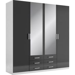 Priess Kleiderschrank &raquo;Amsterdam, viel Stauraum durch viele Schubk&auml;sten, Spiegelt&uuml;ren&laquo; Optional mit LED-Beleuchtung, Made in Germany schwarz-wei&szlig; 