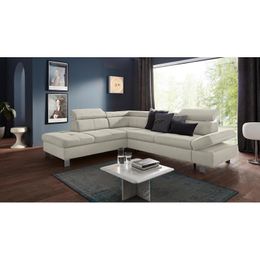 exxpo - sofa fashion Ecksofa &raquo;Fiji, L-Form&laquo; mit Kopf- bzw. R&uuml;ckenverstellung, wahlweise mit Bettfunktion beige Luxus-Kunstleder;Webstoff (100% 