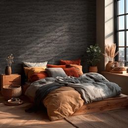 Livingwalls living walls Vliestapete &raquo;Vibes & Styles Tamika &ndash; Raw Heritage&laquo; gebl&uuml;mt glatt grau Vlies B/L: 53m