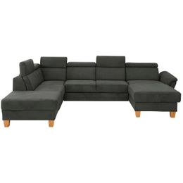 OTTO home Wohnlandschaft &raquo;Conville U-Form&laquo; Kopfteilverstellung wahlweise mit Schlaffunktion und Bettkasten grau 100% Polyester B/H/T: 322cm x 84cm x 