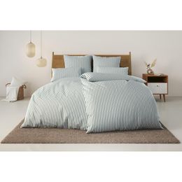 LeGer Home by Lena Gercke Bettw&auml;sche &raquo;Linnea&laquo; 3 Stk. aus 100% Baumwolle, Streifendesign gr&uuml;n Renforc&eacute;, Obermaterial: 100% Baumwolle B/L: 200cm x 200cm
