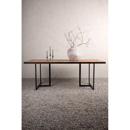 Gartentisch &raquo;Khung, stabile Esstafel f&uuml;r den Au&szlig;enbereich&laquo; Outdoortisch, Terrassentisch mit Metallgestell braun B/H/T: 100cm x 75cm x 200cm 