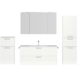 Nobilia Badm&ouml;bel-Set &raquo;Tolvina&laquo; vormontiert, mit Soft-Close, 4 Stk. tlg. wei&szlig; B/H/T: 230cmcm x 169cmcm x 48,7cmcm, Griffe edelstahlfarbig