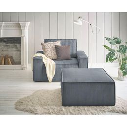 OTTO home Sessel &raquo;SHERWOOD Cord Sessel-Set&laquo; Loveseat und Hocker im Set, passend zur Polster-Serie SHERWOOD grau 100% Polyester Cord, B/H/T: 120cm x 