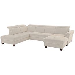 OTTO home Wohnlandschaft &raquo;Solvei U-Form&laquo; Sitztiefenverstellung und Federkern, wahlweise Kopfteilverstellung beige Struktur (100% Polyester);Luxus-