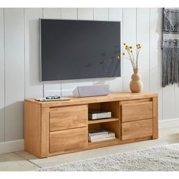 OTTO home Lowboard &raquo;Burani&laquo; grifflose Optik braun FSC -zertifiziertes teilmassives Holz B/H/T: 140cm x 48cm x 35cm, Holzwerkstoff eichefarben (Korpus)