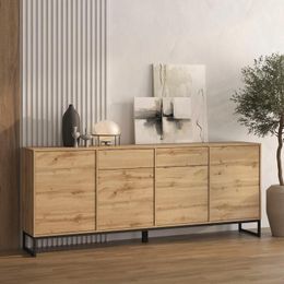 OTTO home Sideboard &raquo;Loft, Breite 208,5 cm, grifflose Kommode 4 T&uuml;ren/2 Schubk&auml;sten.&laquo; Schubladenschrank mit viel Stauraum, Einlegeb&ouml;den verstellbar 