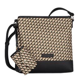 Tom Tailor Damen Tom Tailor Umh&auml;ngetasche &raquo;Xenia&laquo; mit raffiniert geometrischen "T" Print des Logos auf dem Taschenk&ouml;rper schwarz B/H/T: 25cm x 25cm x 