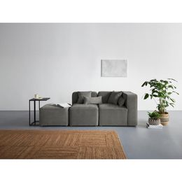 Home Affaire 3-Sitzer &raquo;Sundstrup&laquo; Modulserie, individuelle Zusammenstellung grau 100% Polyester B/H/T: 233cm x 76,5cm x 93cm, Samtoptik, Armlehne 