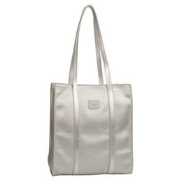 Gabor Damen Shopper &raquo;Elfie&laquo; aus fein genarbtem, glattem Kunstleder und mit einem Logo Rubber Patch silber B/H/T: 30cm x 33cm x 9,5cm