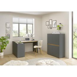 Home Affaire B&uuml;rom&ouml;bel-Set &raquo;CiTY/GiRON&laquo; Set, 3 Stk. tlg. grau Holzwerkstoff B/H/T: 253cm x 122cm x 103cm, Holzwerkstoff