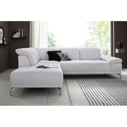 OTTO home Ecksofa &raquo;Caluna&laquo; Inkl.Sitztiefenverstellung, wahlweise mit Kopf- und Armteilverstellung silber Luxus-Microfaser Vintageoptik (100% Polyester