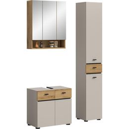 Welltime Badm&ouml;bel-Set &raquo;VANN, 3-teilige moderne Badkombination, individuell stellbar&laquo; 1x Waschbeckenunterschrank, 1x Spiegelschrank, 1x Hochschrank, 3 