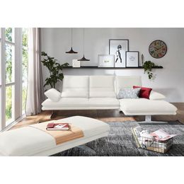 W.Schillig Ecksofa &raquo;broadway, Designsofa mit tollem Sitzkomfort, L-Form&laquo; Sitztiefenverstellung, Kopfteil- & Seitenteilverstellung, Breite 291cm wei&szlig; 