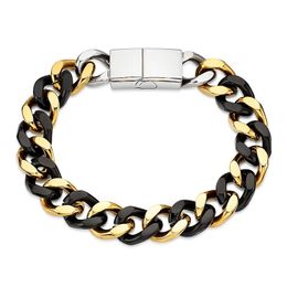 Bruno Banani Edelstahlarmband &raquo;Schmuck Geschenk breites Armband gelbgoldfarben/schwarz&laquo; schwarz 21cm, Edelstahl