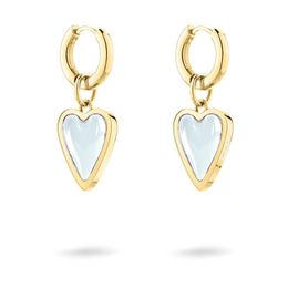 Liebeskind Berlin Damen Paar Creolen &raquo;Schmuck Ohrringe mit abnehmbaren Herz-Einh&auml;ngern Glass Heart&laquo; mit Glasstein Edelstahl