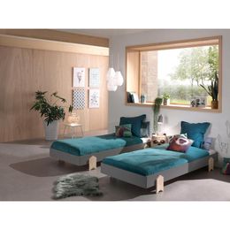 Vipack Kinderbett &raquo;Modulo&laquo; Made in Europe, Jugendbett, Einzelbett, Stapelbett mit F&uuml;&szlig;en in Pfeiloptik grau Liegefl&auml;che L&auml;nge B: 200cm x 90cm, 2 Einzel-/