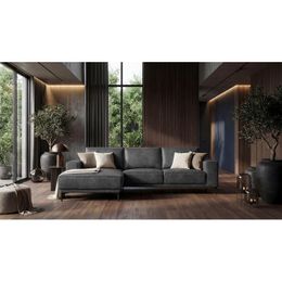 OTTO home Ecksofa &raquo;OLAND Luxus-Microfaser L-Form, B: 280 cm, Skandi-Design&laquo; L-Form, 280 cm, Wellenunterfederung, Skandi-Design, Metallf&uuml;&szlig;e grau 