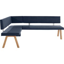 OTTO home Eckbank &raquo;Rio&laquo; Massivholz in Eiche ge&ouml;lt, Esszimmerbank bequem gepolstert grau Polyester B/H/T: 210cm x 89cm x 140cm, Struktur fein, langer 