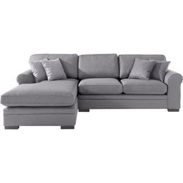 Home Affaire Ecksofa &raquo;Broughton L-Form&laquo; weicher Sitzkomfort, incl. 4 Zierkissen, Keder silber 100% Polyester B/H/T: 279cm x 92cm x 178cm, Struktur 
