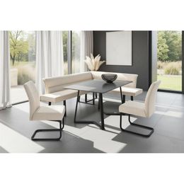 OTTO home Eckbankgruppe &raquo;Tisch, Bank und 2 St&uuml;hle, Taschenfederkern&laquo; Set, 4 tlg. Tisch (140x90cm) schwarz, Bank und St&uuml;hle anthrazit oder beige 