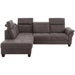OTTO home Ecksofa &raquo;Solvei L-Form&laquo; wahlweise auch mit Kopfteilverstellung und Schlaffunktion, Federkern grau Luxus-Microfaser Lederoptik (100% 