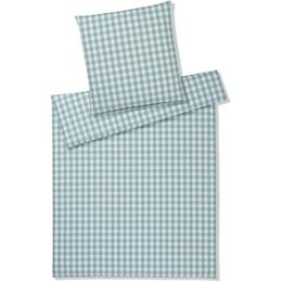 Elegante Bettw&auml;sche &raquo;Quadro&laquo; 2 Stk. angenehmes Hautgef&uuml;hl gr&uuml;n Perkal, Obermaterial: 100% Baumwolle B/L: 155cm x 220cm, 1 Stk., 1 Stk., Perkal, B/L: 80cm x 