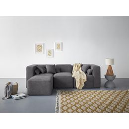 Home Affaire 3-Sitzer &raquo;Sundstrup L-Form&laquo; Modulserie, individuelle Zusammenstellung grau 100% Polyester B/H/T: 256cm x 76,5cm x 93cm, Struktur weich