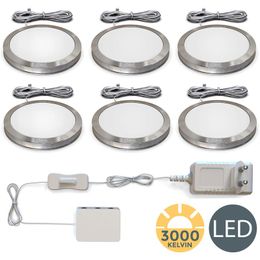 B.K.LICHT Unterschrankleuchte LED-Board Warmwei&szlig; Schranklicht, Unterbauleuchte, flach, Aufputz-Strahler, Spots, 6er SET grau 6, &Oslash; 5,9cm H: 0,95cm
