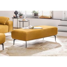 W.Schillig Polsterhocker &raquo;run&laquo; mit Holzsockel, F&uuml;&szlig;e in Schwarz pulverbeschichtet, Breite 150 cm gelb Longlife Xtra-Leder Z73: Naturwalkleder der 
