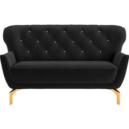 Sit & More sit&more 2-Sitzer &raquo;Orient 3&laquo; inkl. 2 Zierkissen mit Strass-Stein, goldfarbene Metallf&uuml;&szlig;e schwarz 100% Polyester B/H/T: 153cm x 89cm x 88cm, Samtoptik