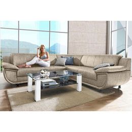 Trendmanufaktur Ecksofa &raquo;Rondo wahlweise mit Schlaffunktion, 267x247 cm (BxT), breite Armlehnen&laquo; L-Form, wahlweise mit Federkern bestellbar, F&uuml;&szlig;e 