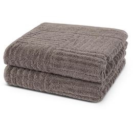 Ross Handt&uuml;cher &raquo;CARRE&laquo; 100% Baumwolle, Rippenstruktur, gro&szlig;e Farbauswahl grau Frottier, Frottier B/L: 50cmx100cm, 2 Stk., Frottier