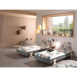 Vipack Kinderbett &raquo;Modulo, stapelbares Einzelbett, inkl. Rolllattenrost, 2 Farben&laquo; B/H/T ca. 203,6x93,8x48cm, Fu&szlig; Smile massiv, Bettseiten MDF lackiert, 