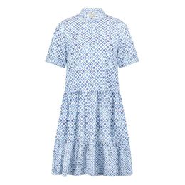 Cartoon Blusenkleid mit Muster in Wei&szlig;/Hellblau | Gr.: 46