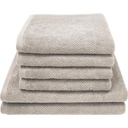 Dyckhoff Handtuch Set &raquo;Popcorn Streifen&laquo; Set 6 Stk. Walkfrottier 2 Badet&uuml;cher (70x140 cm), 4 Handt&uuml;cher (50x100 cm) beige Walkfrottier, Obermaterial: 100% 