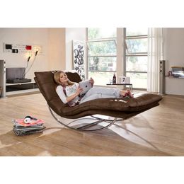 W.Schillig Relaxliege &raquo;daily dreams&laquo; in Waffelkissen-Optik, Schaukelgestell Chrom gl&auml;nzend, in 2 Breiten braun Stoff S37 (100% Polyester) B/H/T: 95cm 