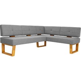 OTTO home Eckbank &raquo;Ponza Polsterbank, Esszimmerbank&laquo; mit Massivholzgestell, K&uuml;chenbank in tollen Farben, Breite 201x161 cm braun Stoff B/H/T: 201cm x 