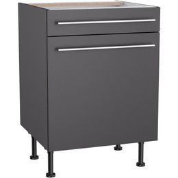 KOCHSTATION Unterschrank &raquo;KS-Bern2&laquo; Breite 60 cm, 1 T&uuml;r, 1 Schubkasten, 1 Einlegeboden grau Holzwerkstoff B/H/T: 60cm x 87cm x 58,4cm, Schubladen: 1 