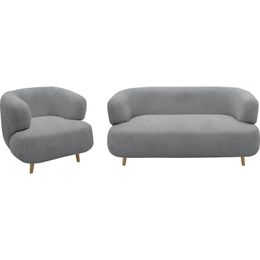 Home Affaire Polstergarnitur &raquo;Tistam&laquo; 2-teilig, 2-Sitzer und Sessel, runde, organische Form grau 95% Polyester, 5% Nylon B/H/T: 73cm x 86cm, Struktur 
