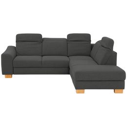 Home Affaire Ecksofa &raquo;Dundee L-Form&laquo; wahlweise mit Kopfteilverstellung und zus&auml;tzlich mit Schlaffunktion grau Struktur fein (100% Polyester) B/H/T: 