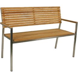 Garden Pleasure Gartenbank &raquo;DENVER&laquo; Packung, 2-Sitzer braun Teak FSC 100%, Edelstahl 304 geb&uuml;rstet B/H/T: 86cm x 55cm