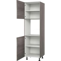 KOCHSTATION Backofenumbauschrank &raquo;KS-Trea SB-195-3&laquo; mit zwei T&uuml;ren und zwei Einlegeb&ouml;den, H&ouml;he 195 cm grau eichefarben grau, B/H/T: 60cm x 195cm x 