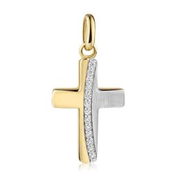 Firetti Damen Kettenanh&auml;nger &raquo;Schmuck Geschenk Gold 333 Halsschmuck Anh&auml;nger Kreuz&laquo; mit Zirkonia (synth.) Gelbgold 333, 0,93 g